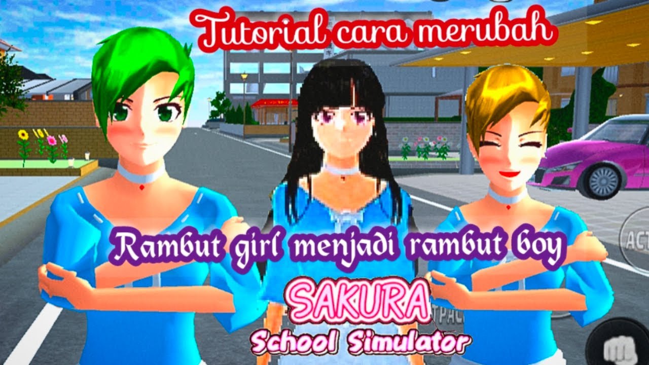 TUTORIAL TERBARU # cara merubah rambut girl menjadi rambut boy # sakura school simulator - YouTube