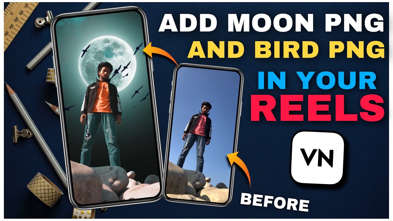 instagram trending moon reels video editing |Add moon png +bird png in ...