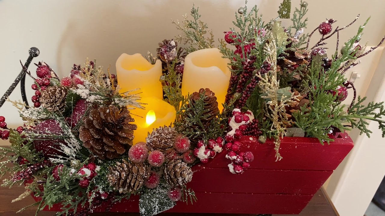 Lighted Christmas Tabletop Sleigh Decor - YouTube
