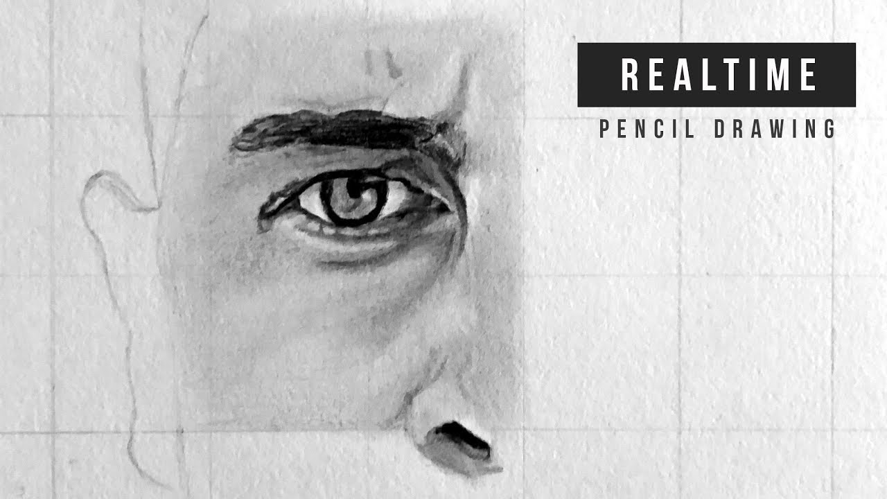 REALTIME Pencil Drawing - How to draw an eye and skin tone - YouTube