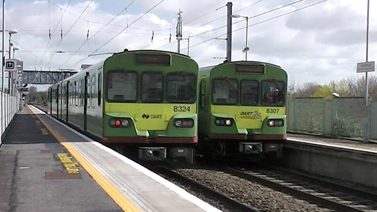 Two 8300 Class Dart Trains - Clontarf Road Station, Dublin - YouTube