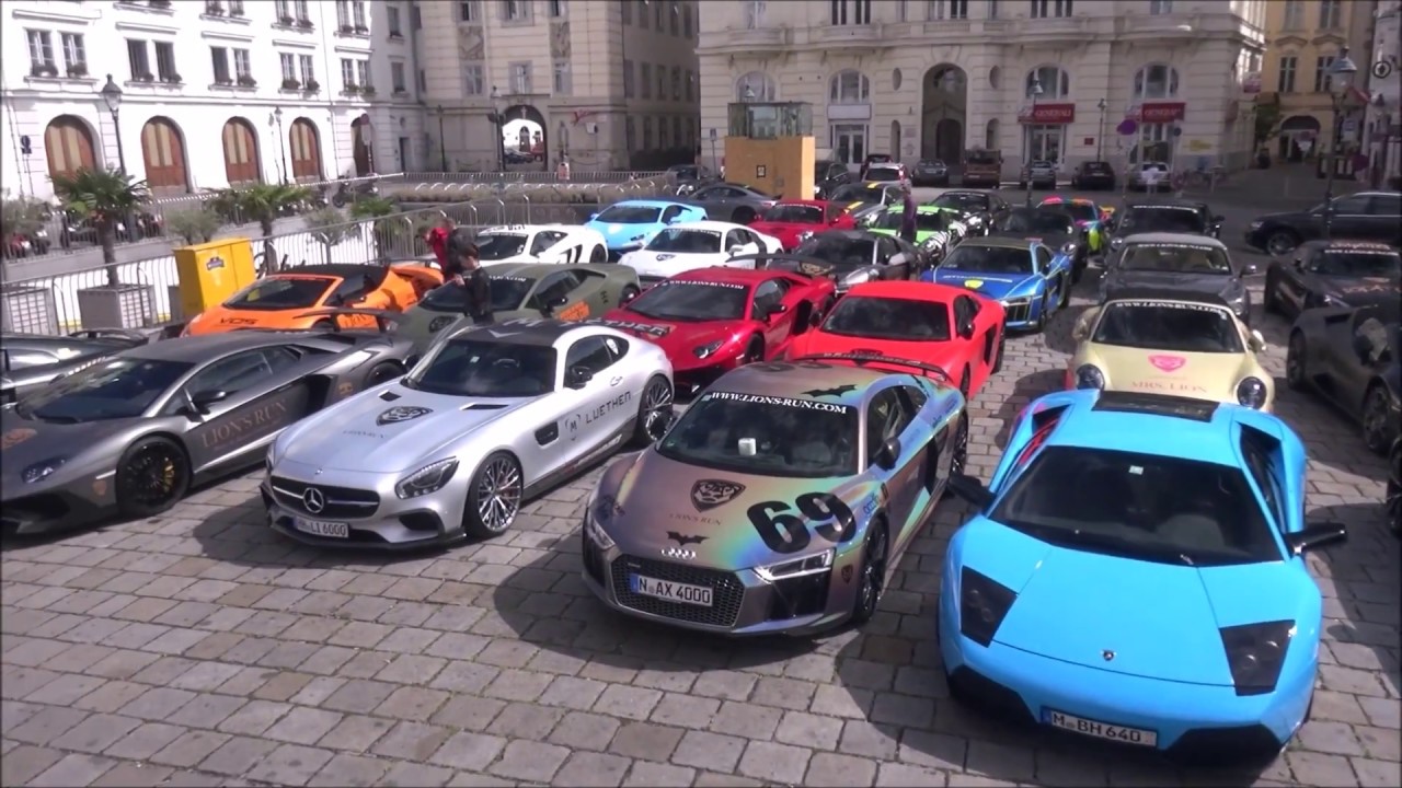 Supercar Parade Vienna 2017 - Lion's Run Rally start - Crazy Sounds ...