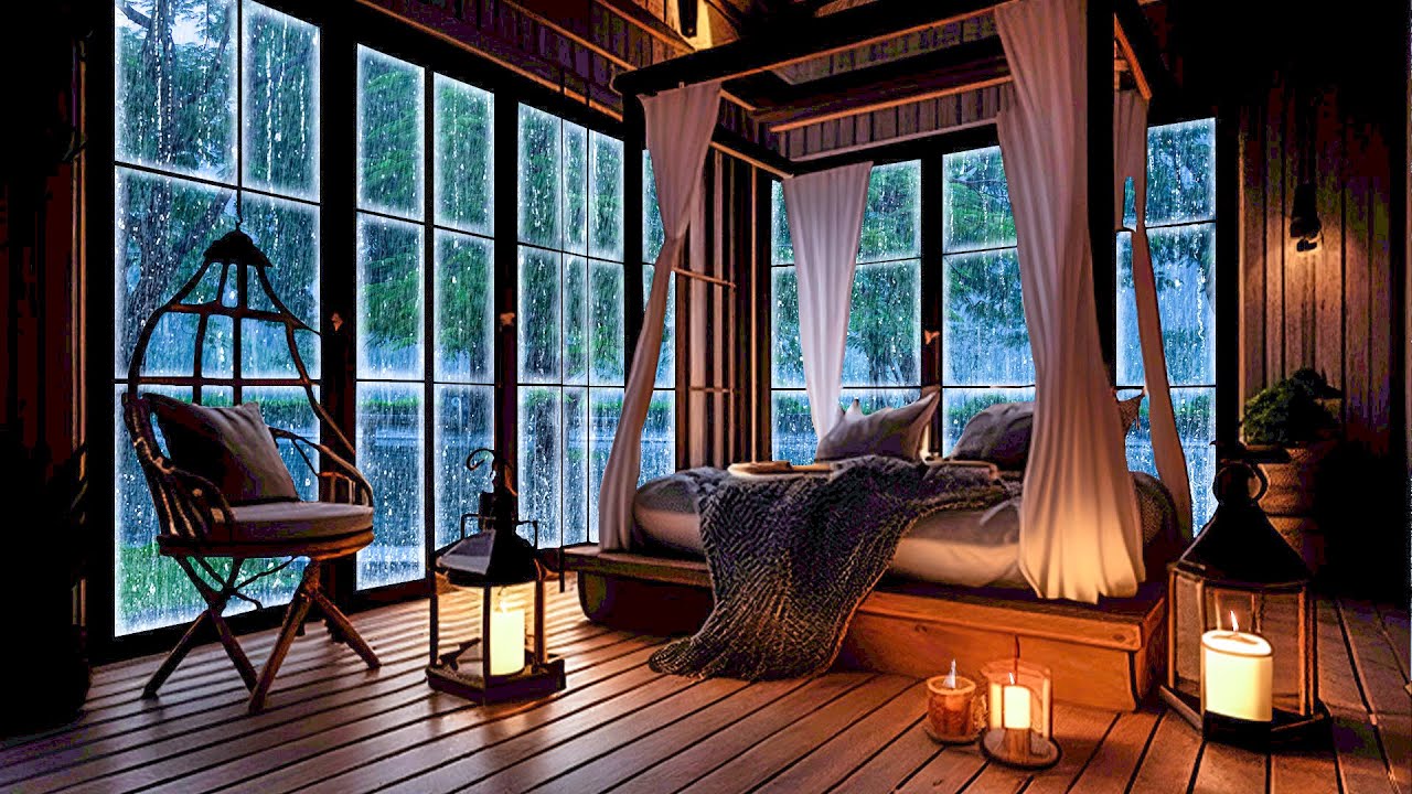 Fall Asleep Instantly on a Rainy Day in Romantic Bedroom | ASMR Rain on ...