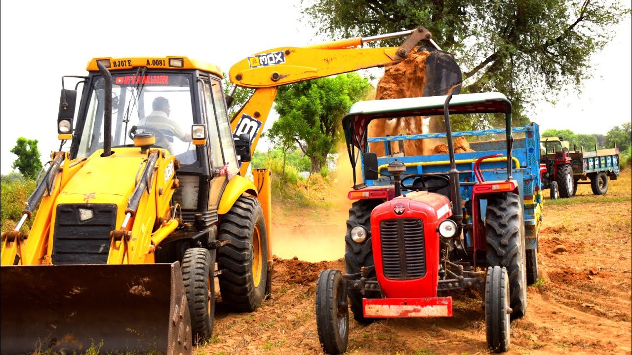 Massey 241 di tractor and Massey 1035 tractor working with jcb 3dx eco ...