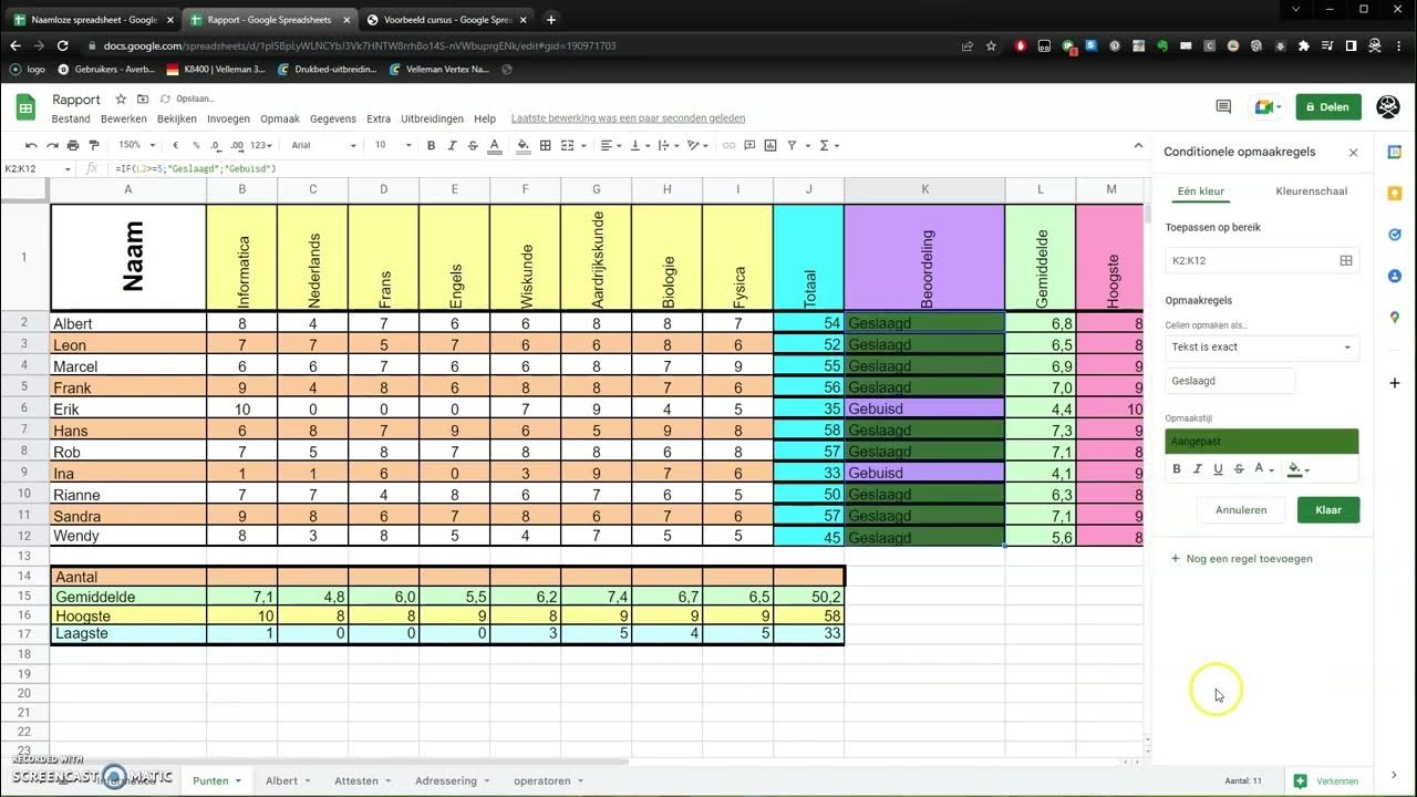 15. Google spreadsheets: Conditionele opmaak - YouTube