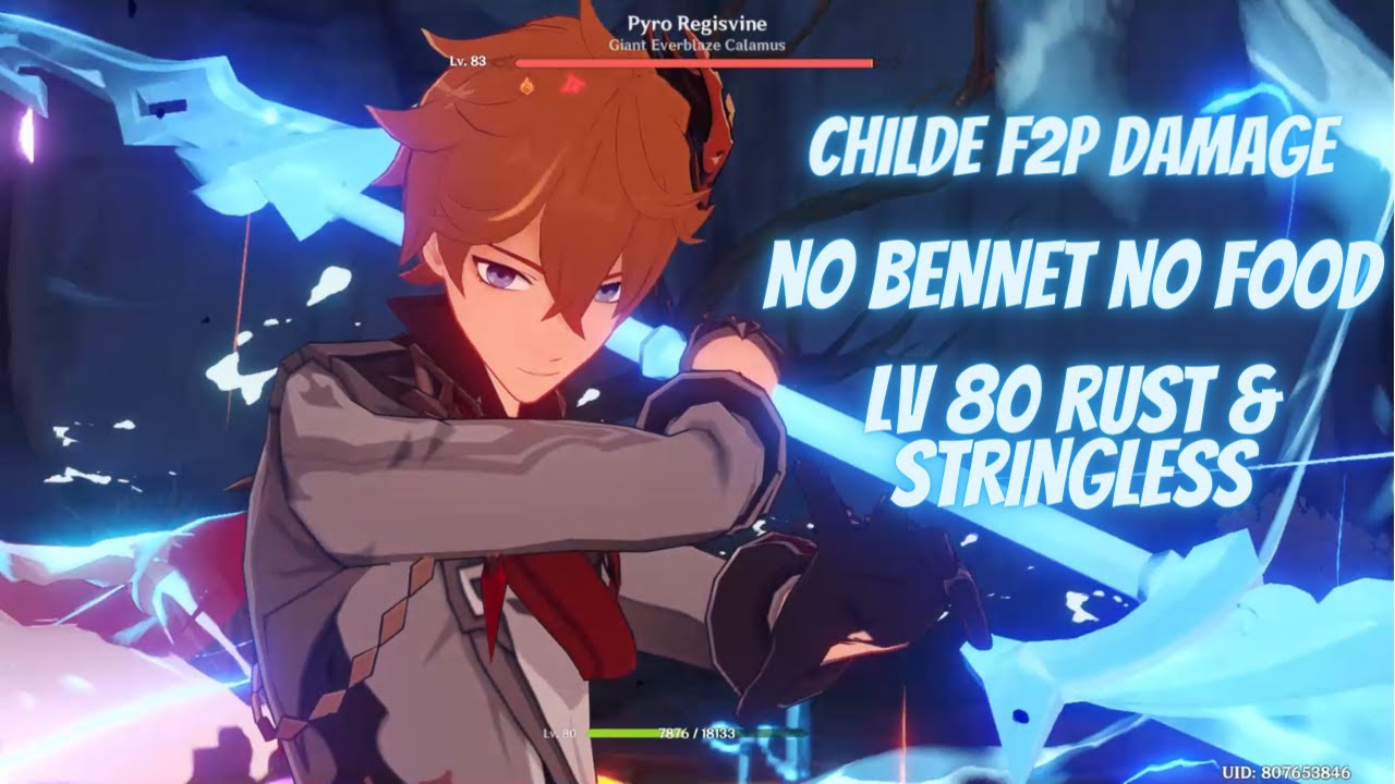 Lv 80 Childe Damage Compare Rust & The Stringless - YouTube