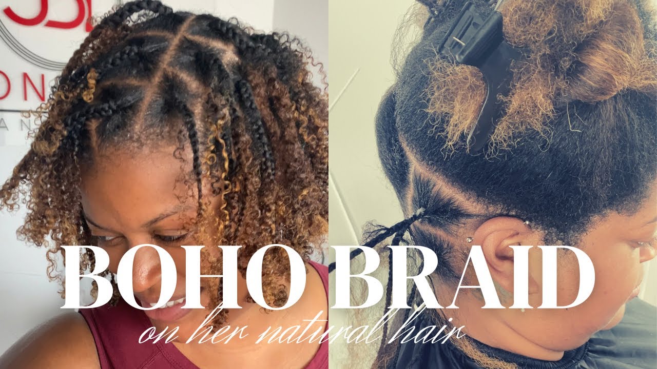 Boho braids on natural hair | 4b hair - YouTube