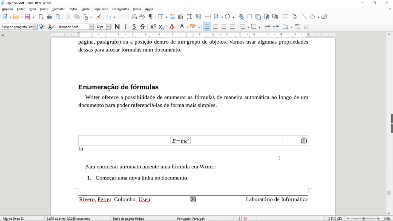 LibreOffice Math - Parte 07 - Enumeração de fórmulas no Writer - YouTube