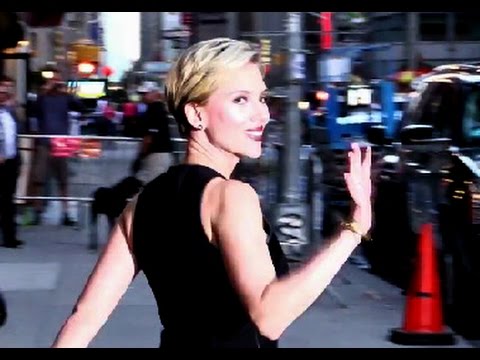 Scarlett Johansson exiting the Colbert Show