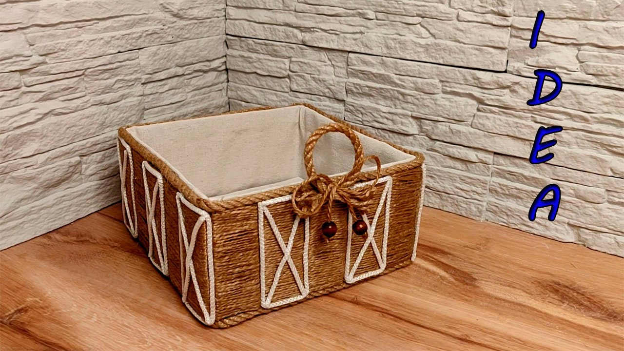 I make amazing storage boxes from JUTE ROPE and CARDBOARD - YouTube