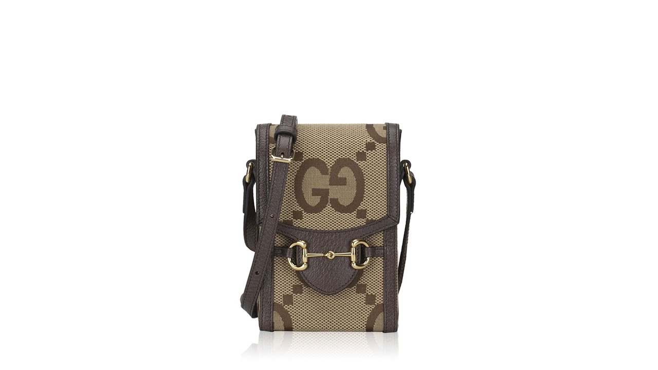 Gucci Monogram Jumbo GG Mini Crossbody Camel Ebony - YouTube