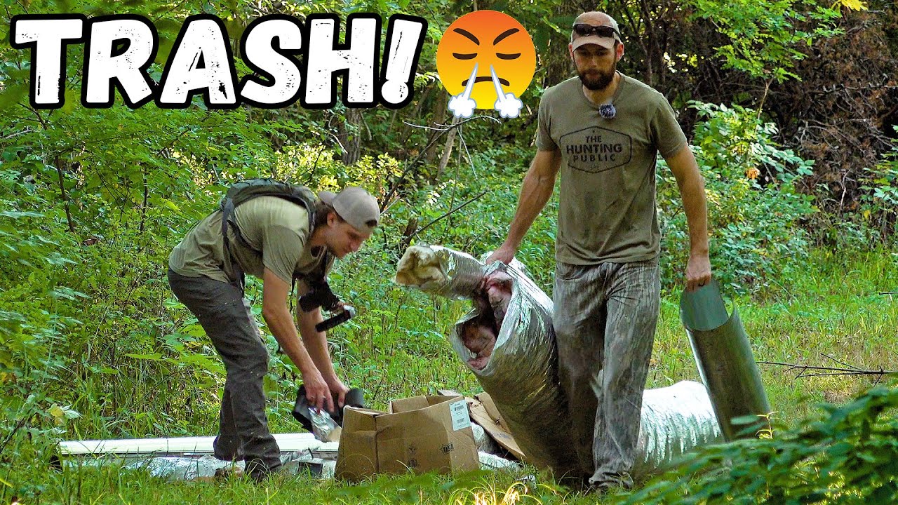 TRASH LEFT on PUBLIC LAND!! 😡 😤 (Hunting Cabin UPDATE!) - YouTube