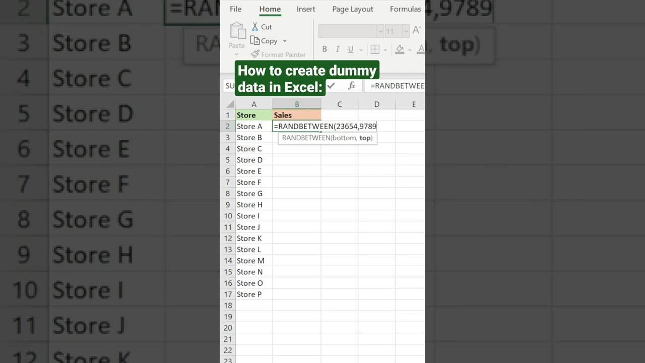 Create Dummy Data In Excel shorts YouTube Create Dummy Data In Excel shorts YouTube