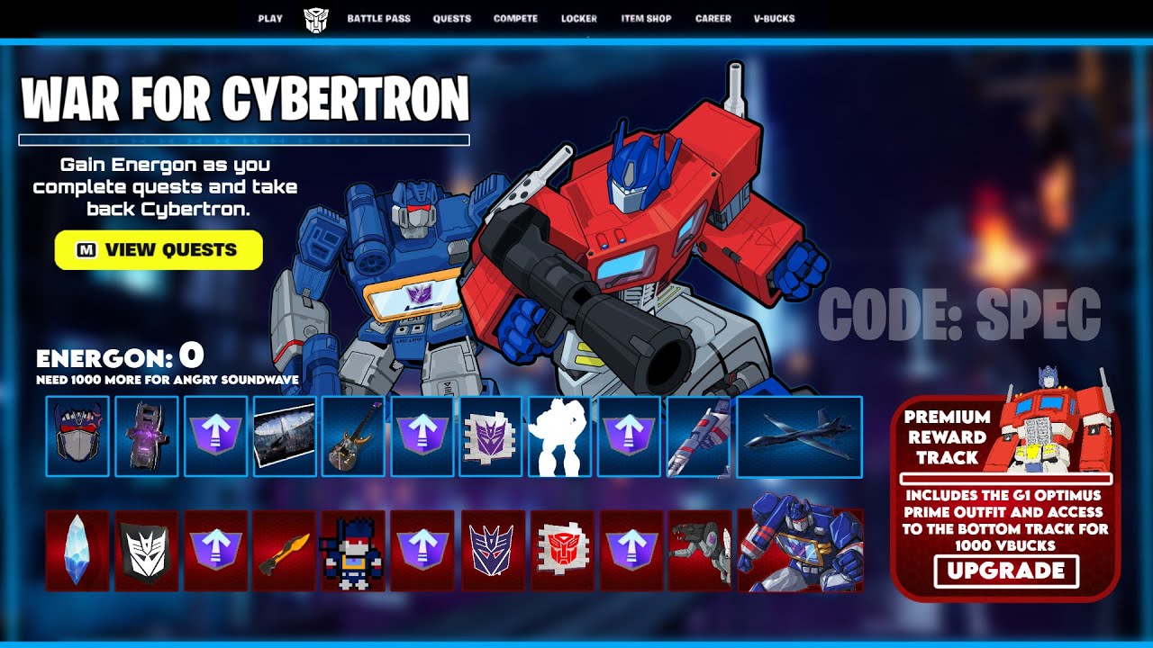 Fortnite Transformers Battle Pass.. - YouTube