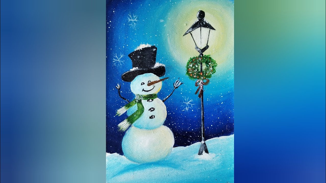 How to paint merry christmas painting || snowman painting tutorial # ...