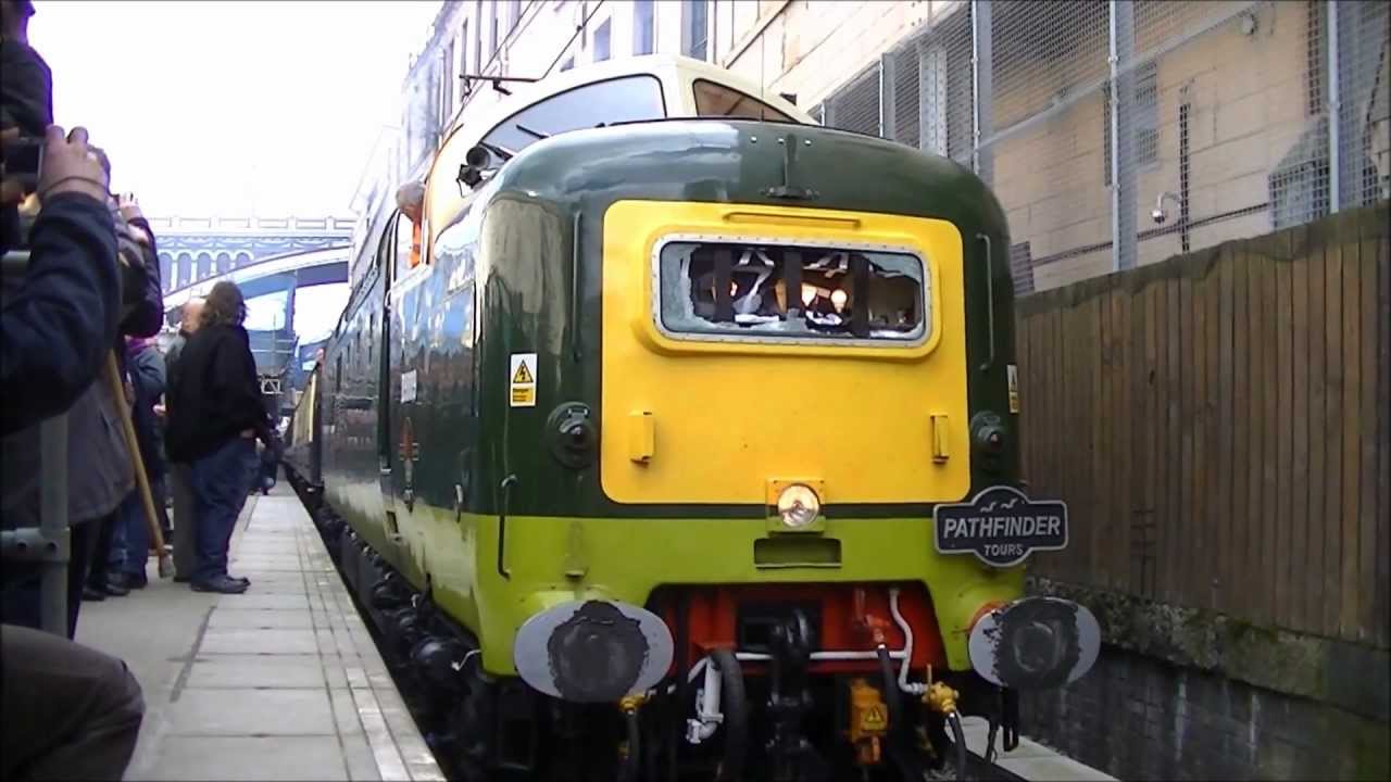 Damaged British Railways Deltic D9009 'Alycidon' departing Edinburgh ...