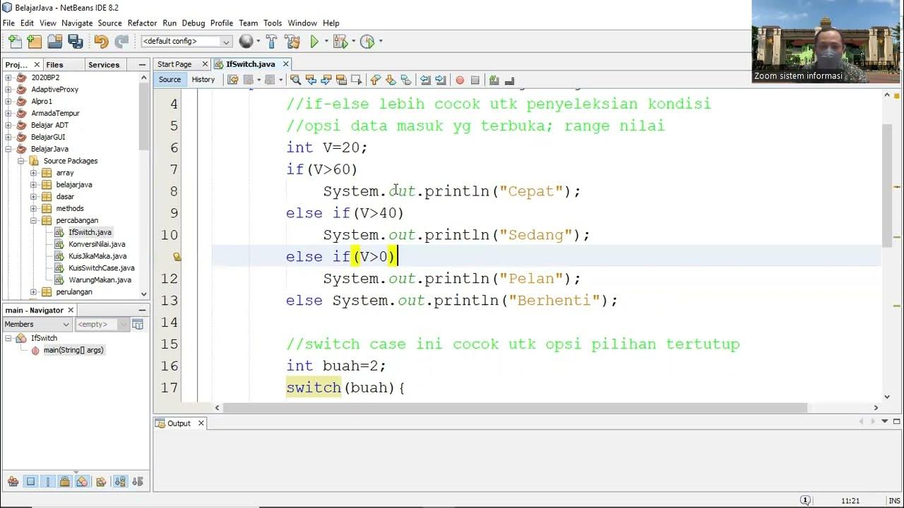 Bahasa Pemrograman Java: Perbedaan Perintah Percabangan If Else dengan Switch Case - YouTube