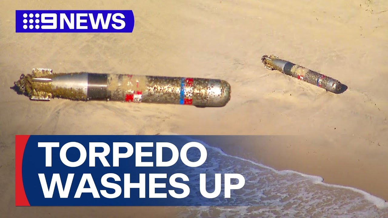 Navy torpedo washes up on Gold Coast beach, sparking lockdown | 9 News ...