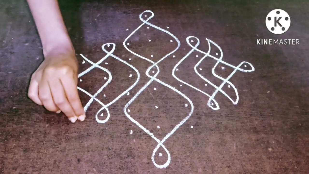 Easy melikala muggulu|9×1 dots melika rangoli|beginners kolam - YouTube