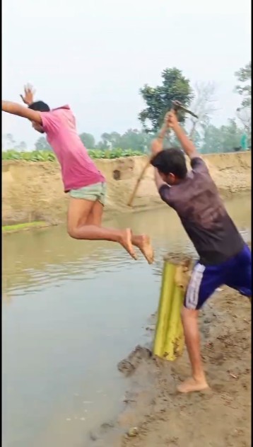 The boy falls into the water 2 - YouTube