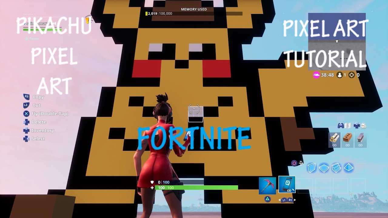 How to do Pikachu pixel art in fortnite | EASY TUTORIAL | PIXEL ART ...