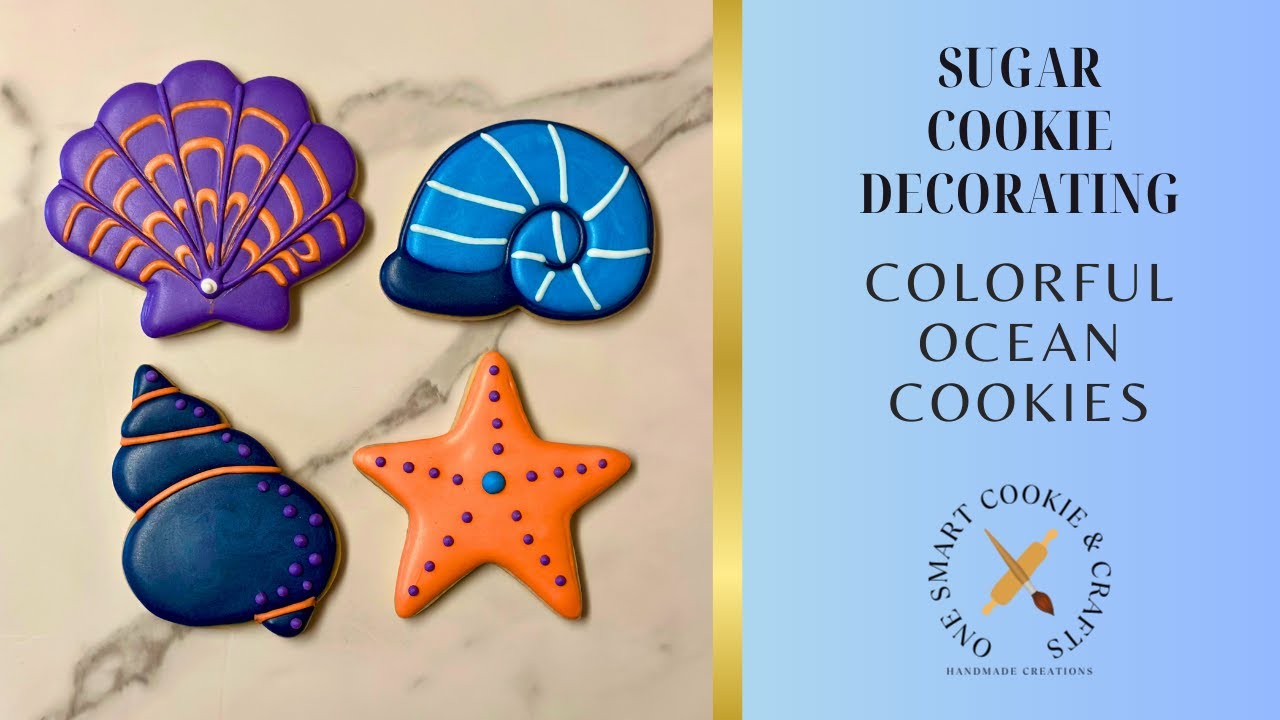 Colorful Ocean Shell Cookies | Easy Decorating Tutorial 🐚 #ocean #seacreatures #starfish # ...