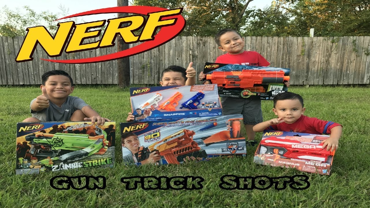 NERF GUN TRICK SHOTS - YouTube