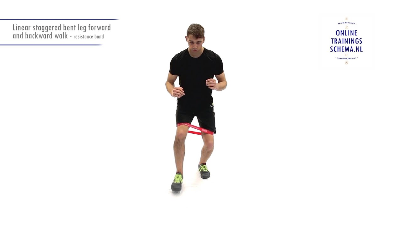 Linear staggered bent leg forward and backward walk - Resistance band ...