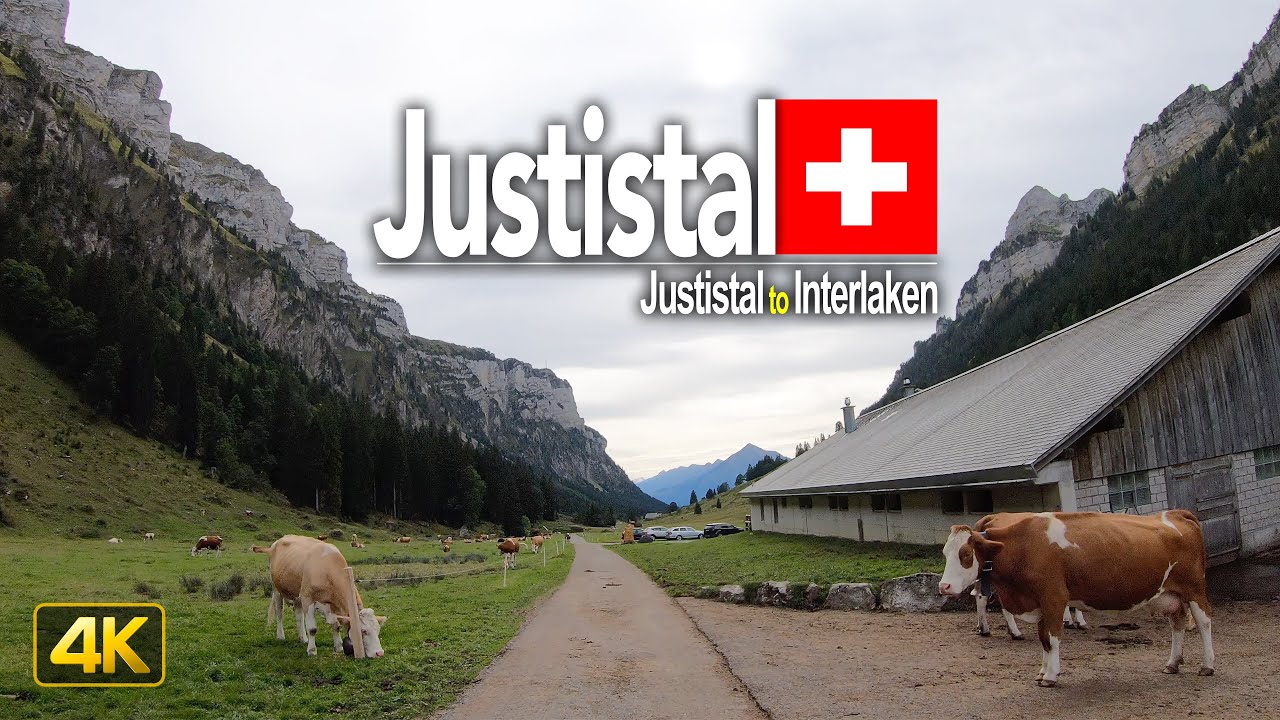 Driving from Justistal to Interlaken in the Bernese Oberland region of ...