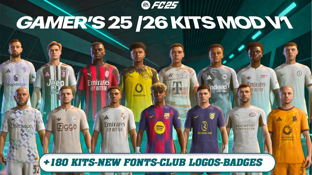 25/26 Kits Mod For FC 25 By Gamer Algorithm V1 | (+180 Kits) Free - YouTube