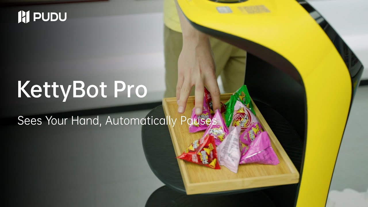 KettyBot Pro: Sees Your Hand, Automatically Pauses | Pudu Robotics - YouTube