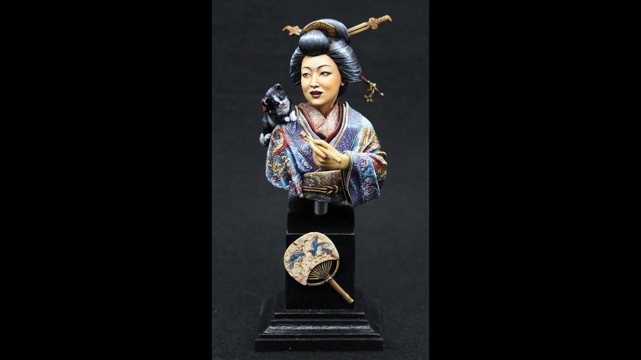 Freehand Painting of Japanese Lady Bust - YouTube