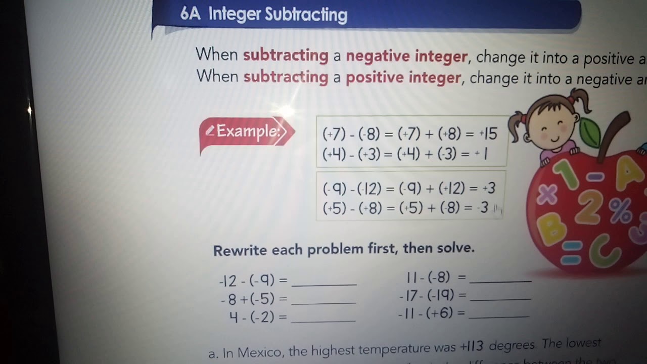 Integer Subtracting, 6th grade , teacher Rawan ALturman - YouTube