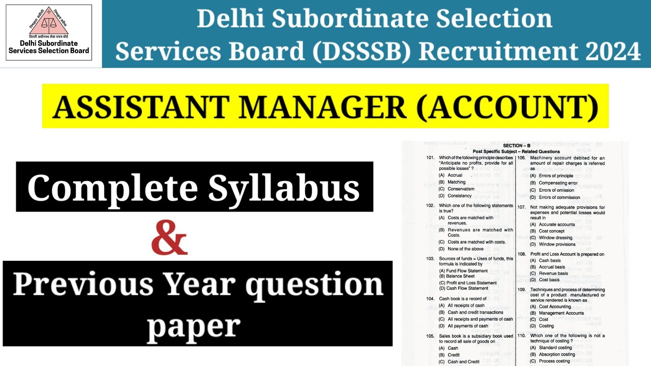 DSSSB Account Manager Syllabus 2024 | DSSSB Assistant Manager Accounts ...