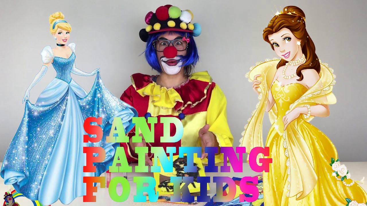 Disney Princess Cinderella and Princess Belle Sand Painting for Kids ...