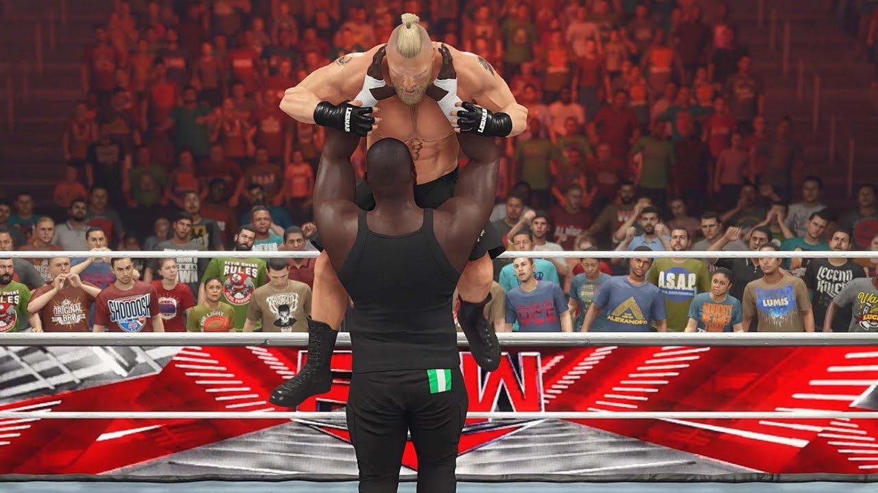 WWE 2K23 - Brock Lesnar vs Omos Tables Match - YouTube
