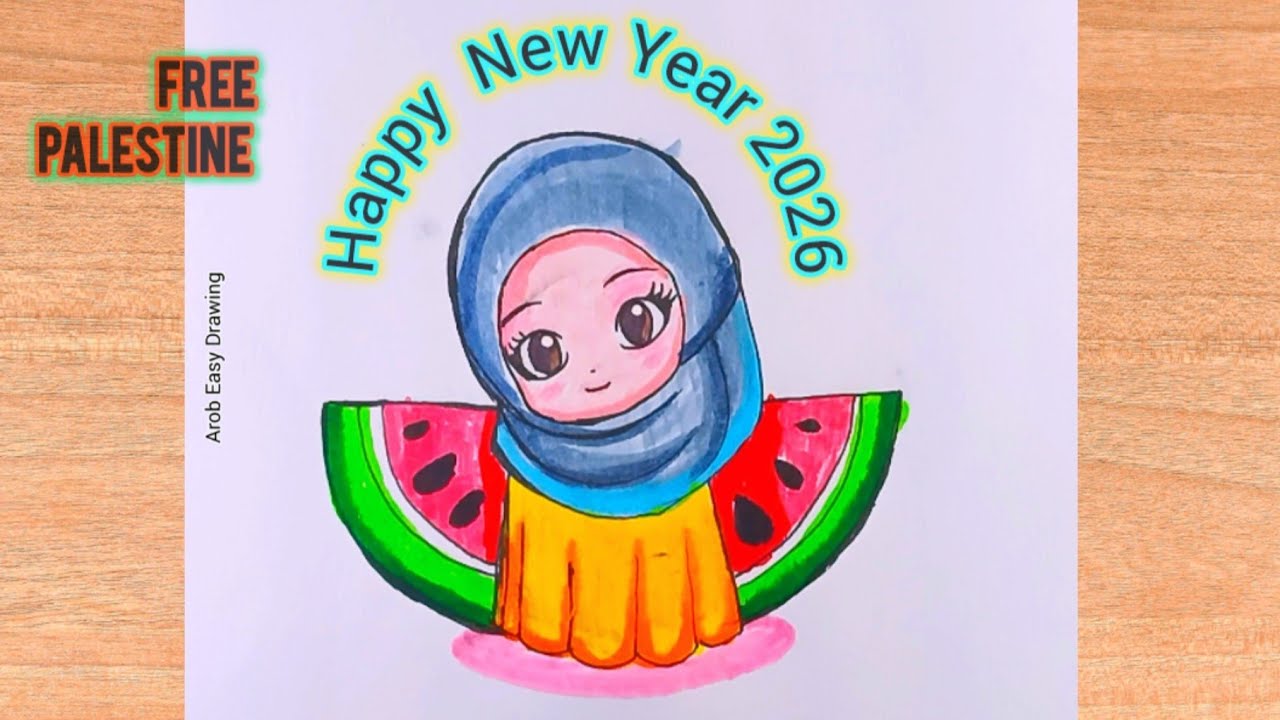 Happy New Year 2026 drawing / Easy drawing /New year 2026 drawings ...
