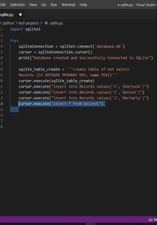 Implementing Python sqlite database in one minute | #shorts - YouTube