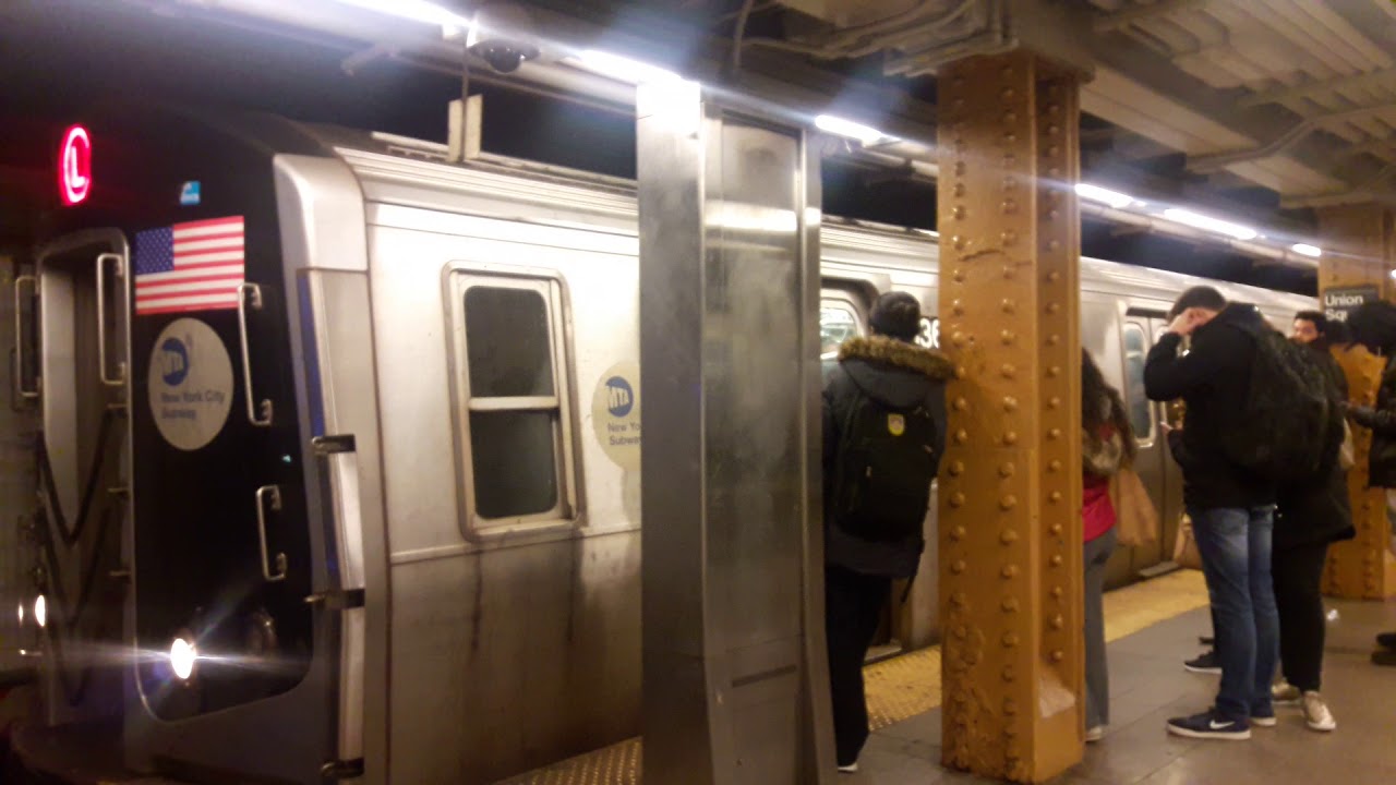 Brooklyn bound R160 L train leaving 14 Street Union Square - YouTube