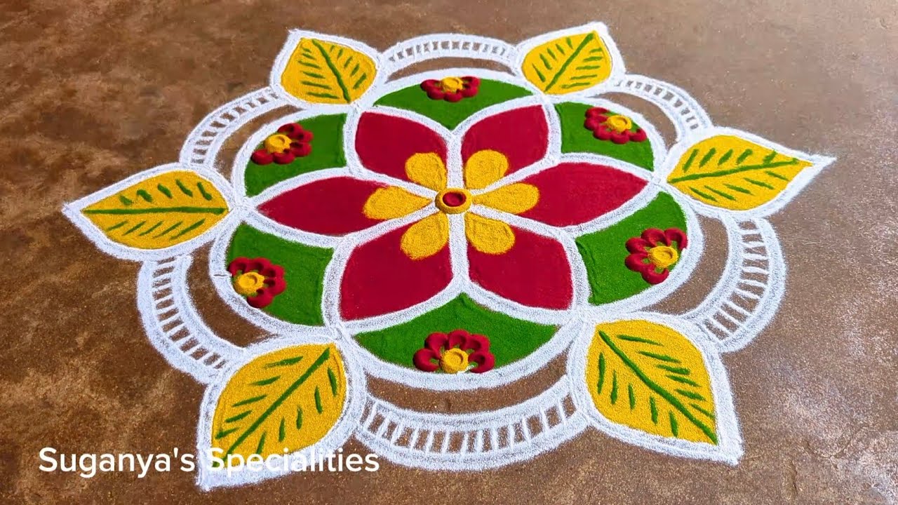 Pongal Special easy rangoli design Simple Kollam - YouTube