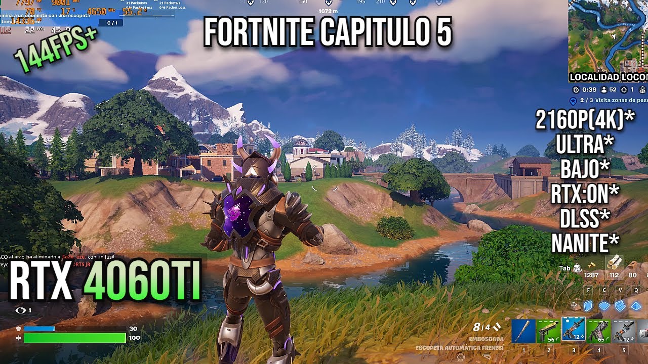 Fortnite Capitulo 5 - RTX 4060TI ,2160p(4K) ,Ultra , Bajo, DLSS, RTX:ON ...