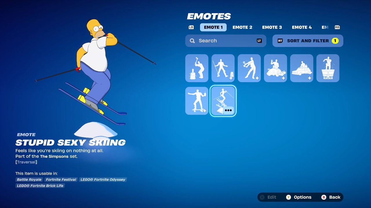 THE SIMPSONS STUPID SEXY SKIING EMOTE IN FORTNITE! - YouTube
