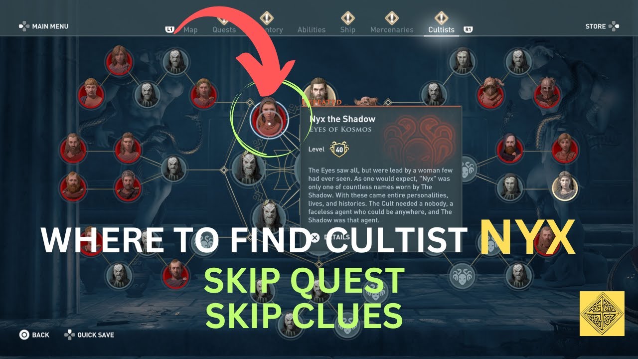 WHERE to Find CULTIST NYX THE SHADOW & Kill Her - SKIP QUEST & CLUES ...