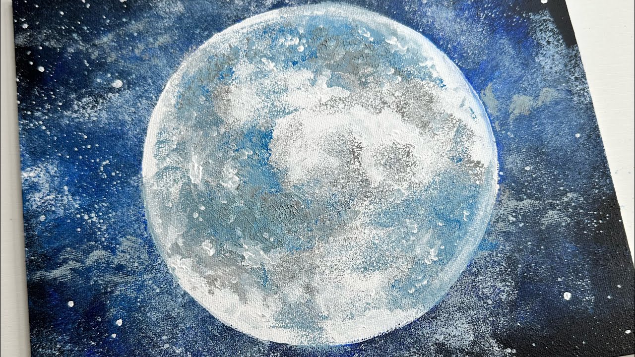 Magical Full Moon | How to Paint Realistic Full Moon with Acrylic and ...