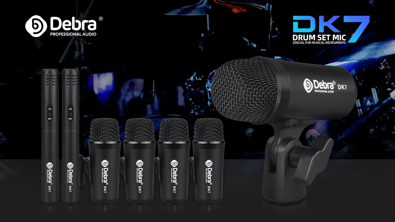 D Debra DK7 Pro 7-Piece Wired Drum Microphone Kit for Performing and Recording Drummers - YouTube