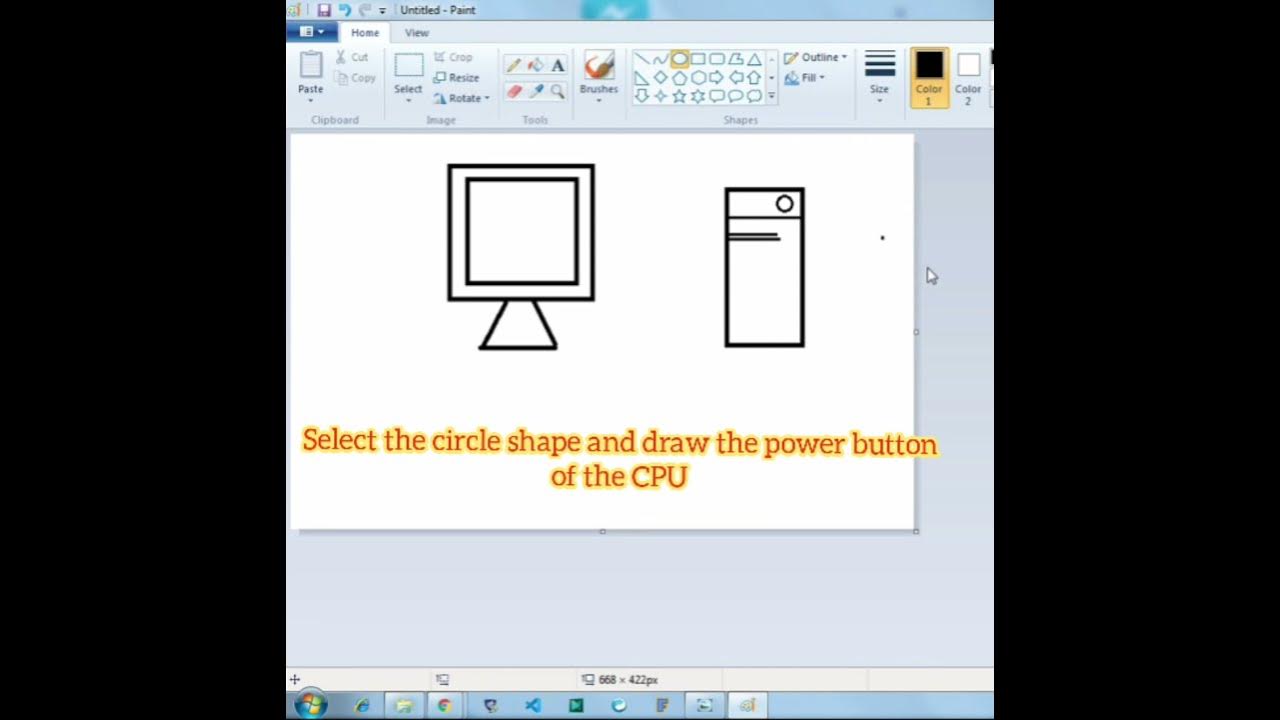 How to Draw Computer Monitor, CPU, Keyboard and Mouse in MS Paint ...
