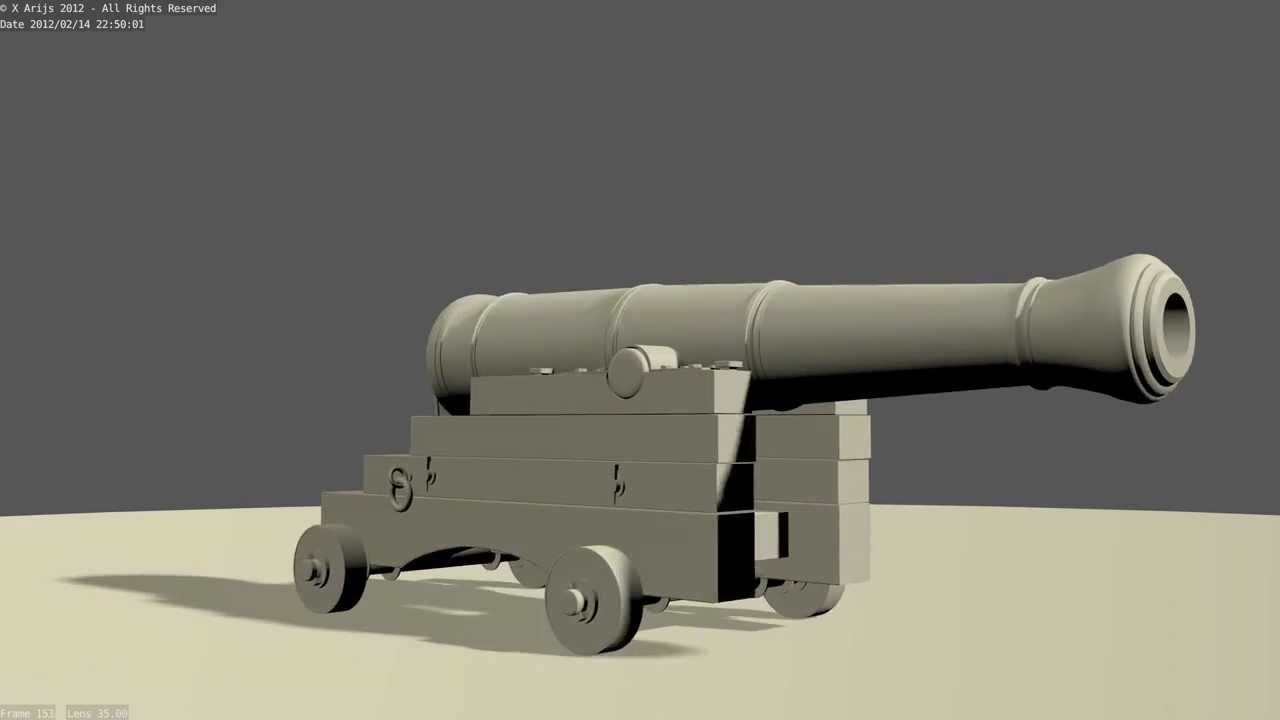 Naval Cannon Clay Render - YouTube