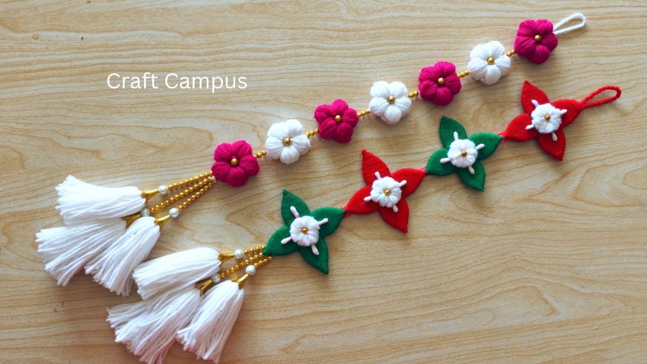 2 Easy Side Door Hanging Toran Making from Woolen | Door Side Wall ...