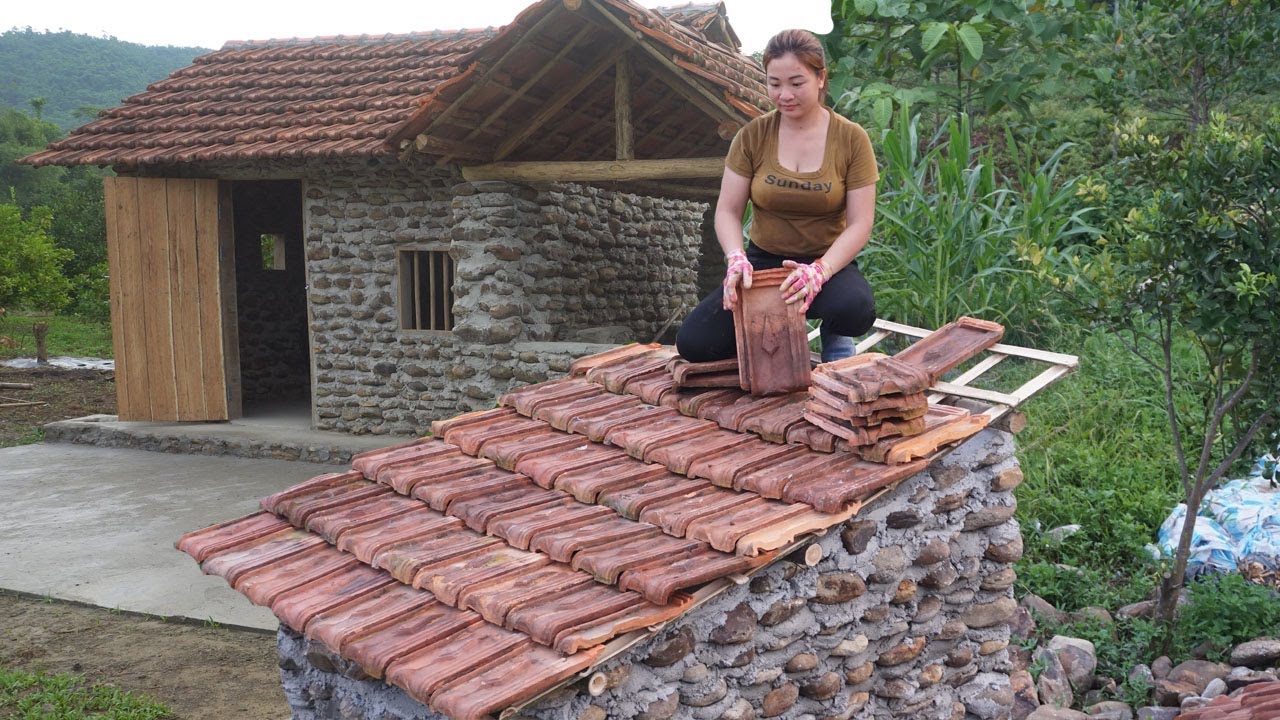 The Process of Building Farm - Build Stone Bathroom, Make Roof Frames ...