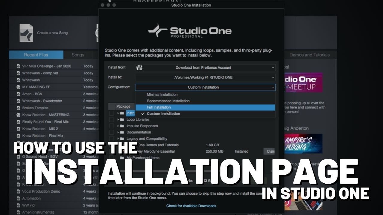 How to Use the Installation Page in #StudioOne - YouTube